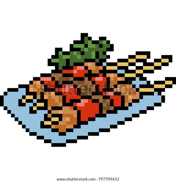 Vector Pixel Art Food Barbecue Set Stock Vector (Royalty Free) 797709652