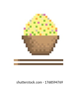 Vector Pixel Art Fried Rice Bowl: เวกเตอร์สต็อก (ปลอดค่าลิขสิทธิ์ ...