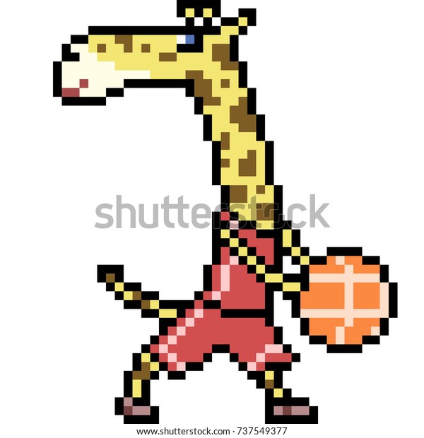 Vector Pixel Art Giraffe Basketball Isolated Stock Vector (Royalty Free ...