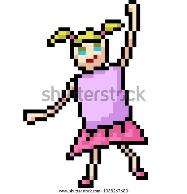 Vector Pixel Art Girl Doodle Isolated Stock Vector (Royalty Free ...