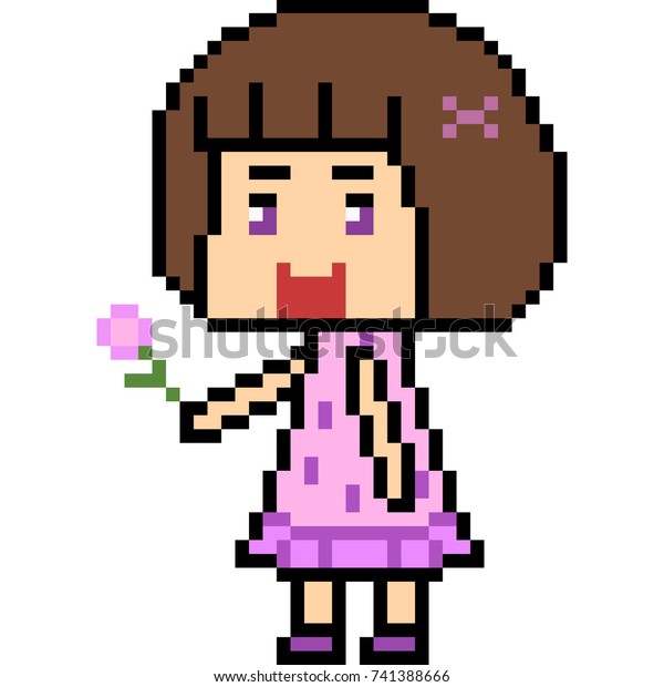 Vector Pixel Art Girl Isolated Stock Vector (Royalty Free) 741388666