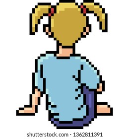 Vector Pixel Art Girl Sit Isolated Stock Vector (Royalty Free ...