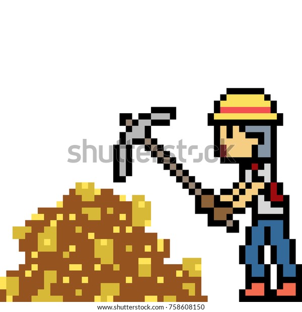 Vector Pixel Art Gold Digger Isolated Stock Vector (Royalty Free ...