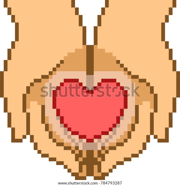 Vector Pixel Art Hand Gesture Love Stock Vector (Royalty Free) 784793287