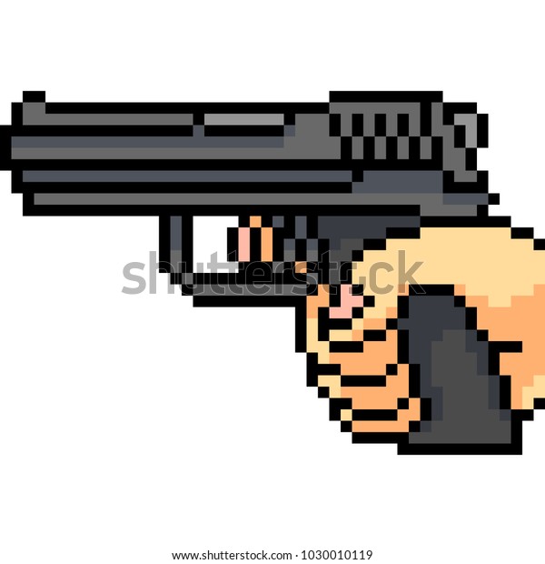 Vector Pixel Art Hand Gun Isolated: vector de stock (libre de regalías ...
