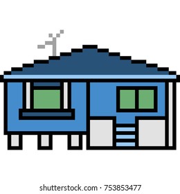 Vector Pixel Art House Isolated: เวกเตอร์สต็อก (ปลอดค่าลิขสิทธิ์ ...