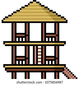 Vector Pixel Art Hut Tower Isolated 스톡 벡터(로열티 프리) 1075856987 | Shutterstock