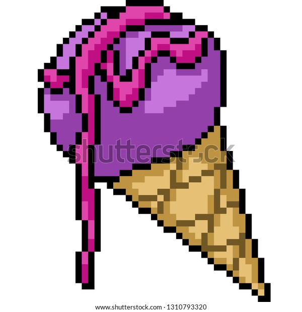 Vector Pixel Art Ice Cream Cone: เวกเตอร์สต็อก (ปลอดค่าลิขสิทธิ์ ...