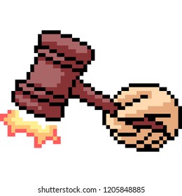 Vector Pixel Art Judge Hammer Isolated: vetor stock (livre de direitos ...