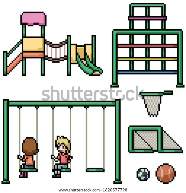 Vector Pixel Art Kid Playground Isolated Stock Vector (Royalty Free ...