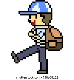 Vector Pixel Art Kid Walk Isolated Stock Vector (Royalty Free ...