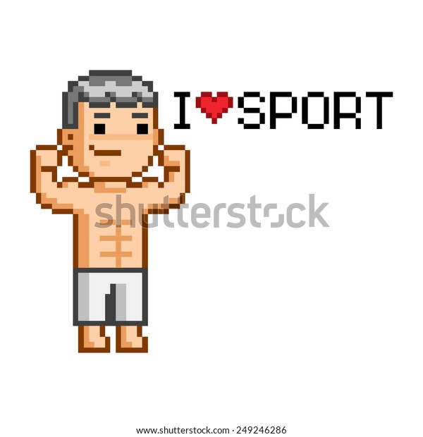 Vector pixel art I love sport