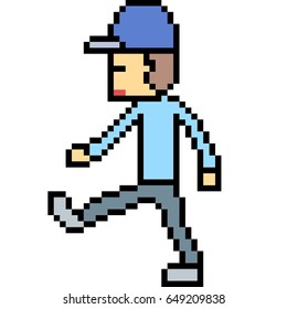 Vector Pixel Art Man Walk Relax 스톡 벡터(로열티 프리) 649209838 | Shutterstock