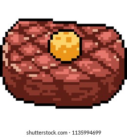 Vector Pixel Art Meat Steak Isolated Stock Vector (Royalty Free ...