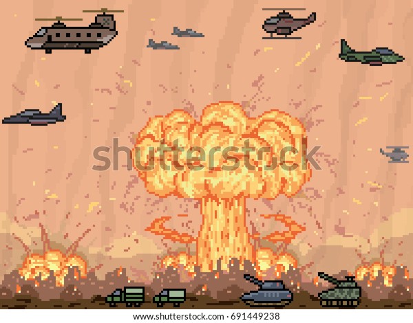 Vector Pixel Art Nuclear War Scene 库存矢量图（免版税）691449238 | Shutterstock