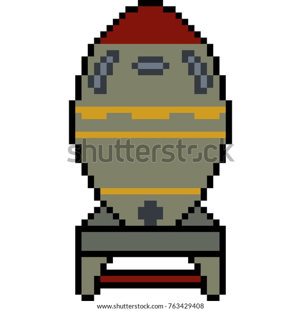 Vector Pixel Art Nuke Missile Isolated: vector de stock (libre de ...
