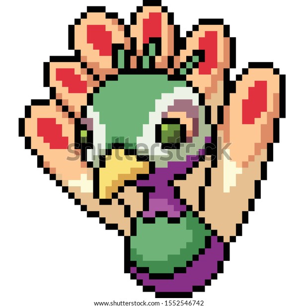 Vector Pixel Art Peacock Isolated Cartoon: vector de stock (libre de ...