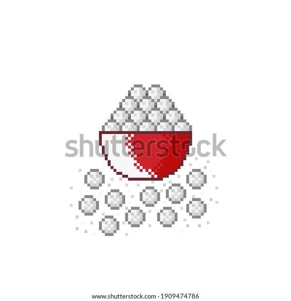 Vector Pixel Art Rice Bowl Isolated Stock Vector (Royalty Free ...