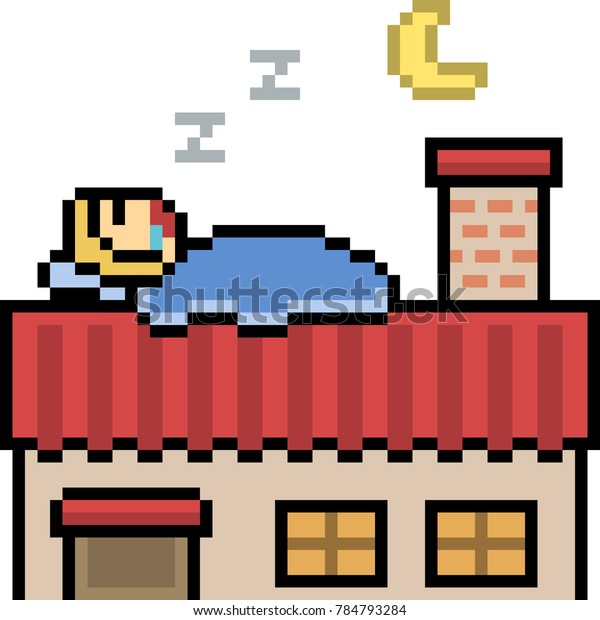 Vector Pixel Art Roof Sleep Isolated Stock Vector (Royalty Free) 784793284