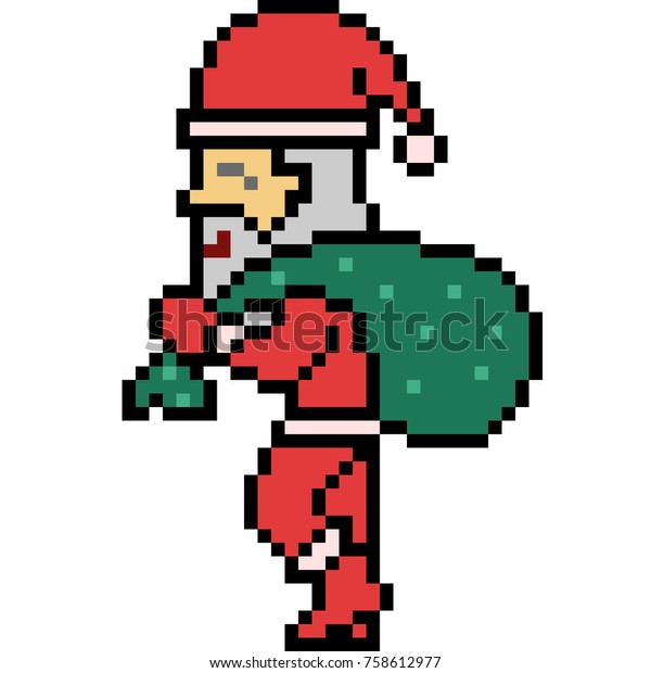 Vector Pixel Art Santa Claus Isolated Stock Vector (Royalty Free) 758612977