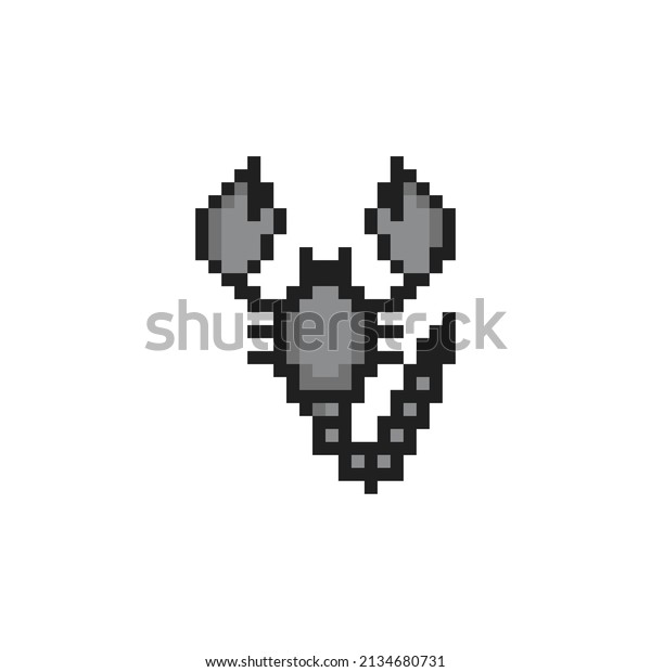 Vektor Stok Vector Pixel Art Scorpion Isolated Cartoon (Tanpa Royalti ...