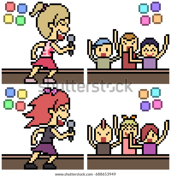 vector pixel art set concert isolated