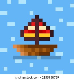 Vector Pixel Art Ship Isolated Cartoon Stock Vector (Royalty Free ...