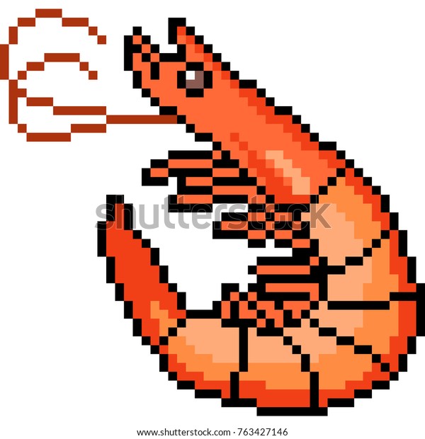 Vector Pixel Art Shrimp Seafood Isolated Stock Vector (Royalty Free ...