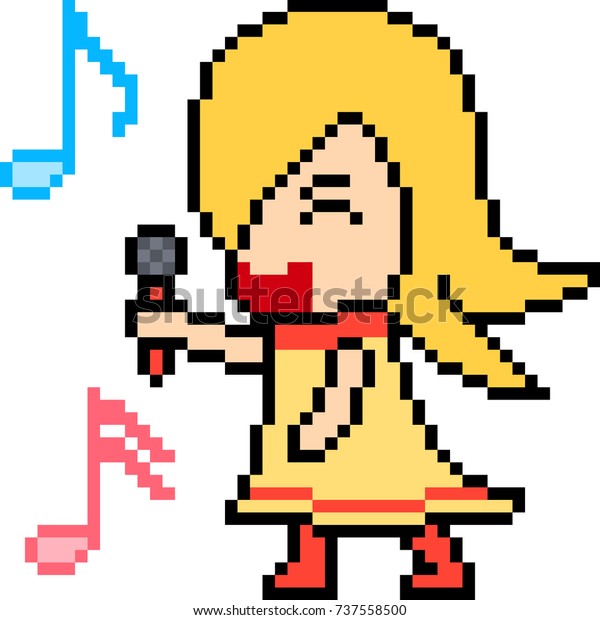 Vector Pixel Art Singer Girl Isolated: vector de stock (libre de ...