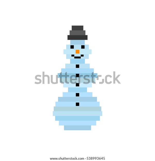 Vector Pixel Art Snowman Christmas Background Stock Vector (Royalty ...