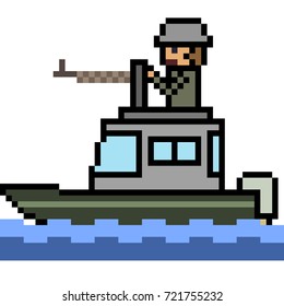 Barco y barco: Pixel Art Elements: vector de stock (libre de regalías ...