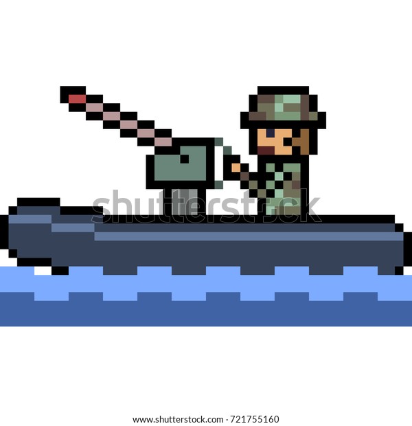 Vector Pixel Art Soldier Boat Isolated Stock Vector (Royalty Free ...