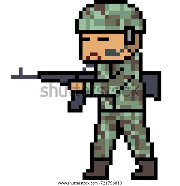 Vector Pixel Art Soldier Isolated: vector de stock (libre de regalías ...