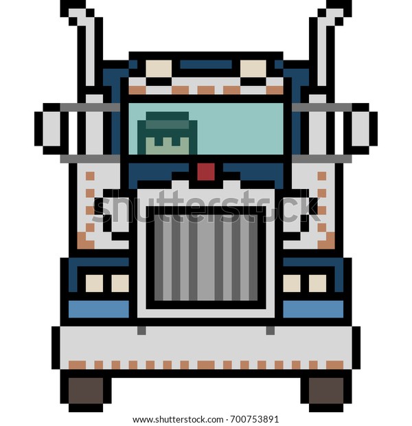 Vector Pixel Art Truck Front Isolated: เวกเตอร์สต็อก (ปลอดค่าลิขสิทธิ์ ...