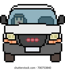 Vector Pixel Art Van Front Isolated Stock Vector (Royalty Free ...