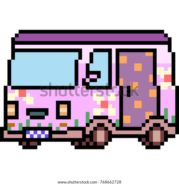 Vector Pixel Art Van Girl Isolated Stock Vector (Royalty Free ...