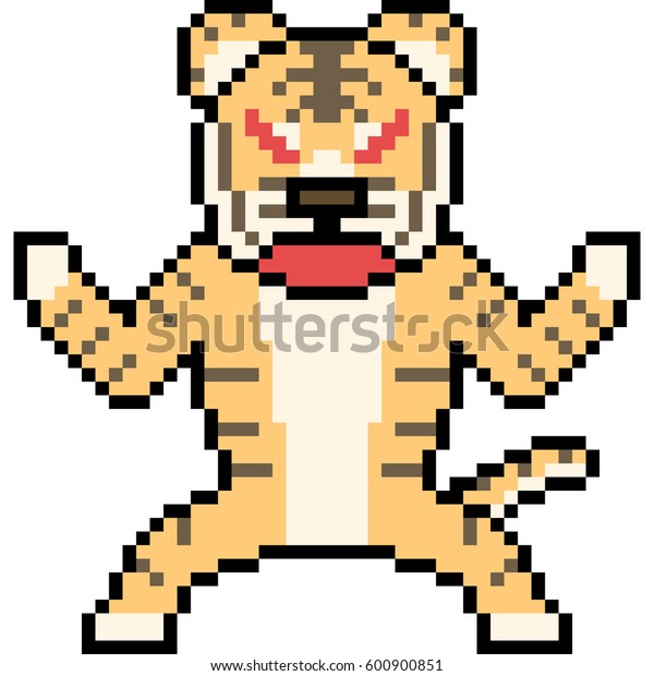 Vector Pixel Art Wild Tiger Stock Vector (Royalty Free) 600900851 ...
