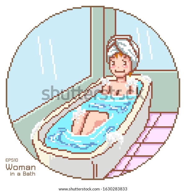 Vector Pixel Art Woman Bath Time 库存矢量图（免版税）1630283833 | Shutterstock