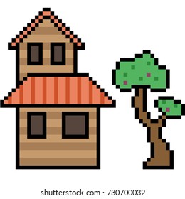 Home Icon House Sticker Pixel Art Stock Vector (Royalty Free ...