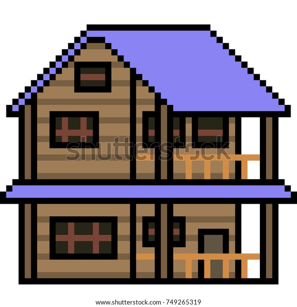 Vector Pixel Art Wood House Isolated Stock Vector (Royalty Free ...