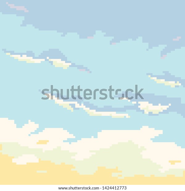 Vector Pixel Background Evening Sky Clouds Stock Vector (Royalty Free ...