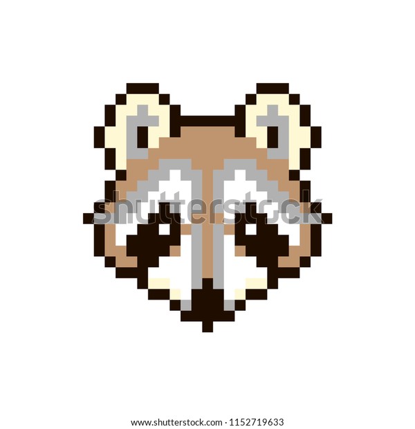 Vector Pixel Raccoon Isolated On White Stock Vector (Royalty Free ...