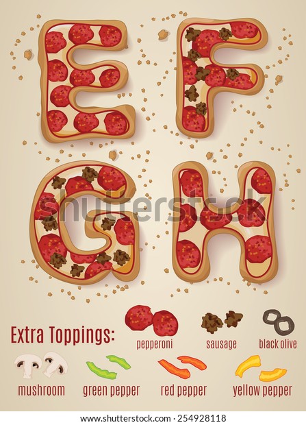 Vector Pizza Alphabet Hand Drawn Letters Stock Vector (Royalty Free ...