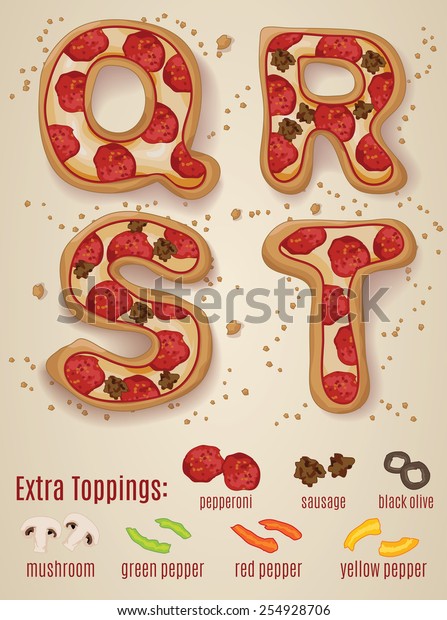Vector Pizza Alphabet Hand Drawn Letters Stock Vector (Royalty Free ...