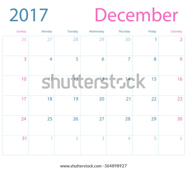 Vector Planning Calendar December 2017 Stock Vector (Royalty Free ...