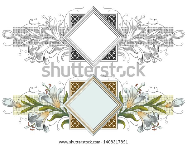 Vector Plant Vignette Labels Banner Sticker Stock Vector (Royalty Free ...