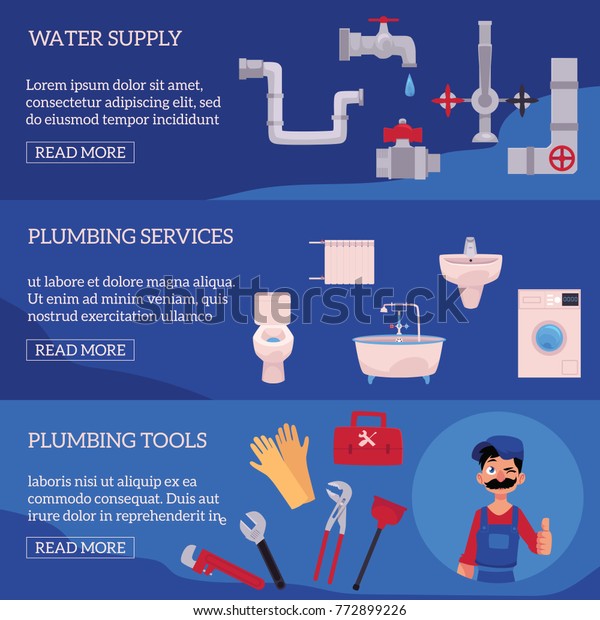 Vector Plumbing Concept Infographic Posters Set Stock Vector (Royalty ...