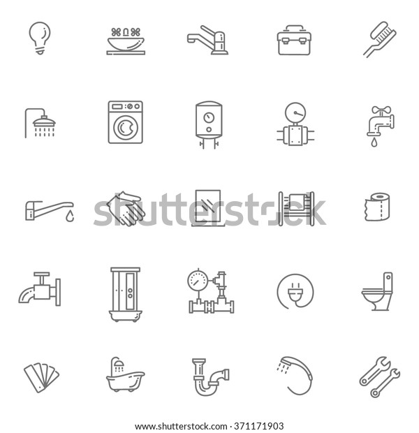 Vector Plumbing Outline Icons Set Stock Vector (Royalty Free) 371171903 ...