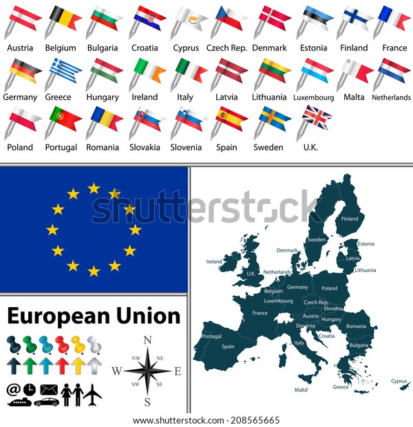 Vector Political Map European Union Set: เวกเตอร์สต็อก (ปลอดค่า ...