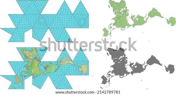 Vektor Stok Vector Political World Map Fuller Projection (Tanpa Royalti ...